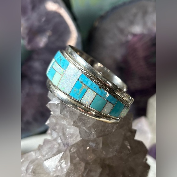Zuni Handmade | Jewelry | Nwt Zuni Handmade Opal And Turquoise Inlay ...